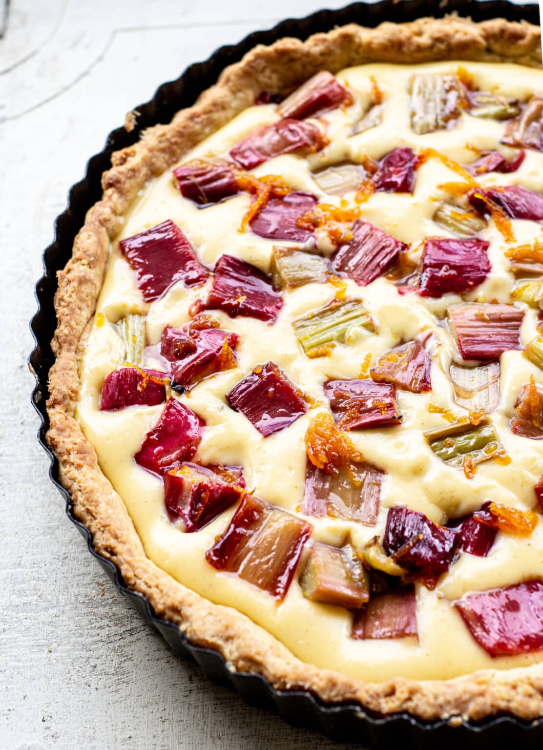 Rhubarb Custard Tart with Orange and Vanilla - Baking with Butter