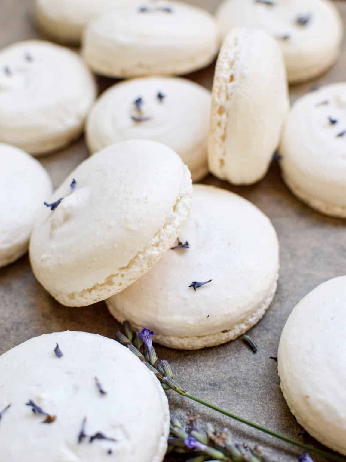 Lavender Macarons with Lemon & White Chocolate Ganache - Baking with Butter