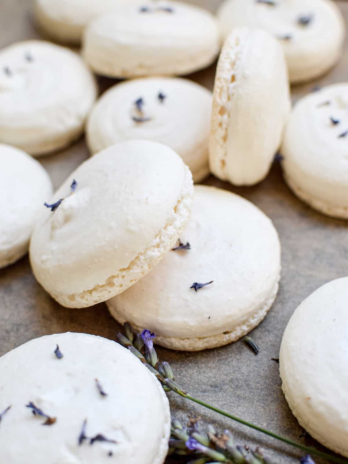 Lavender Macarons with Lemon & White Chocolate Ganache - Baking with Butter