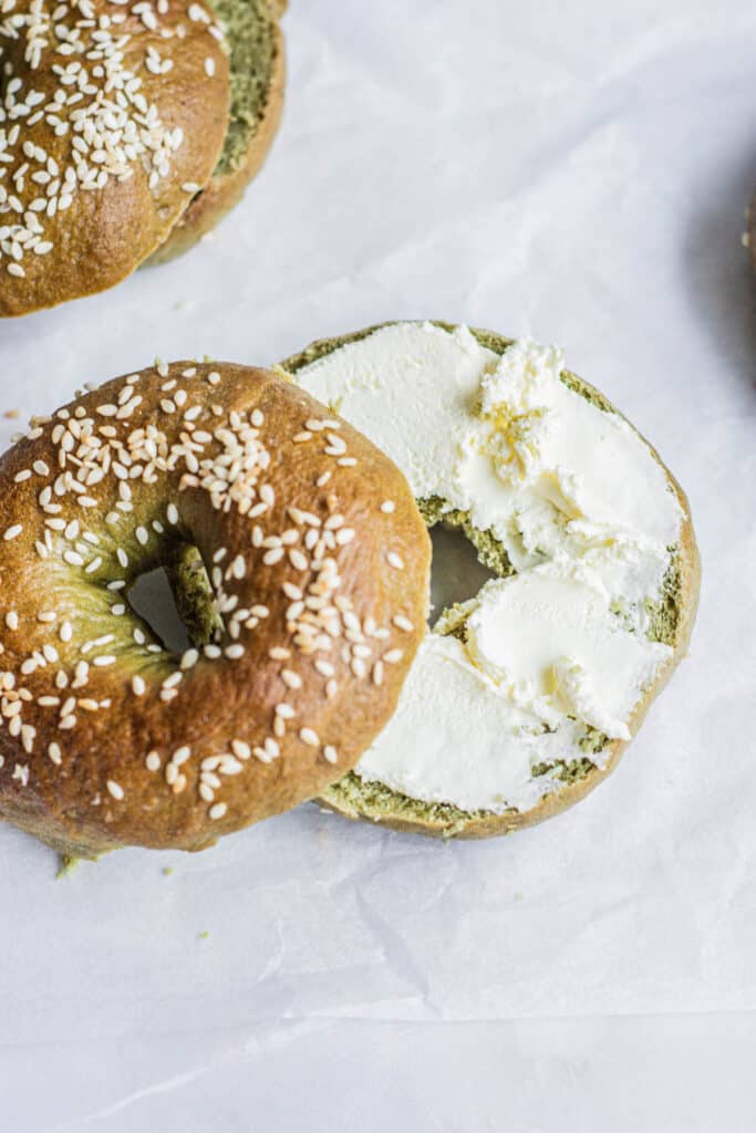 Easy Matcha Bagels - Baking with Butter
