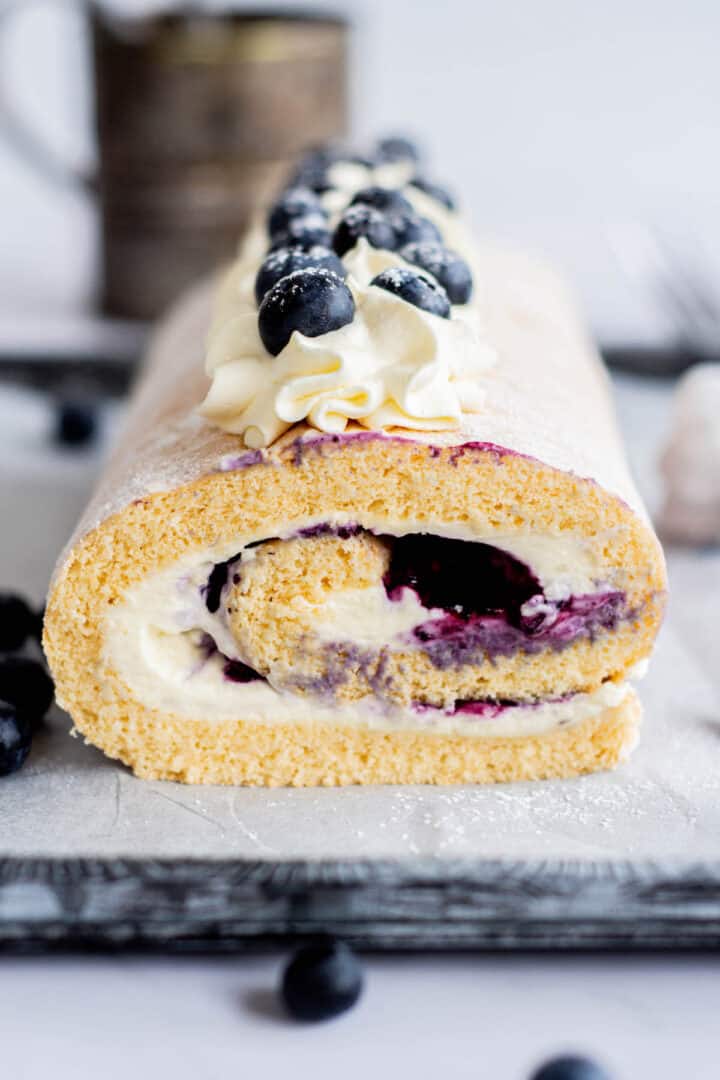 Blueberry Swiss Roll - Baking with Butter