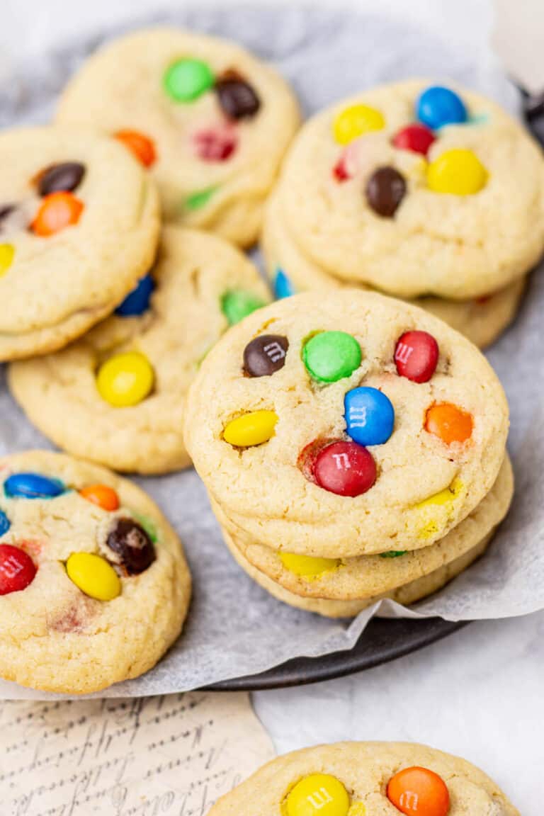 Chewy M&M Sugar Cookies - Baking With Butter
