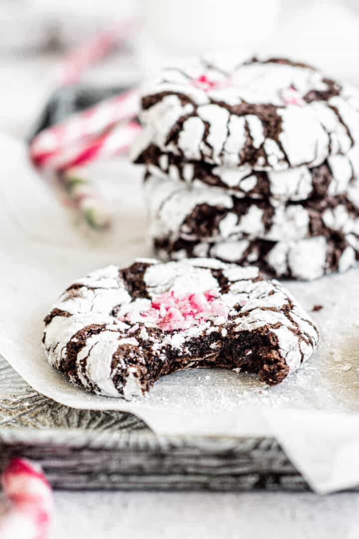 Peppermint Chocolate Crinkle Cookies - Baking with Butter