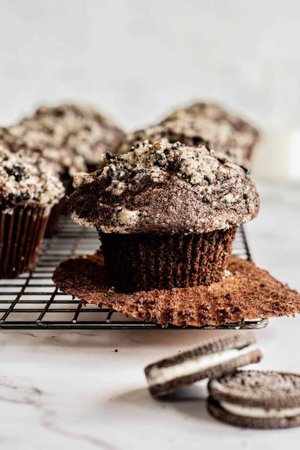 Fluffy Oreo Muffins - Baking with Butter
