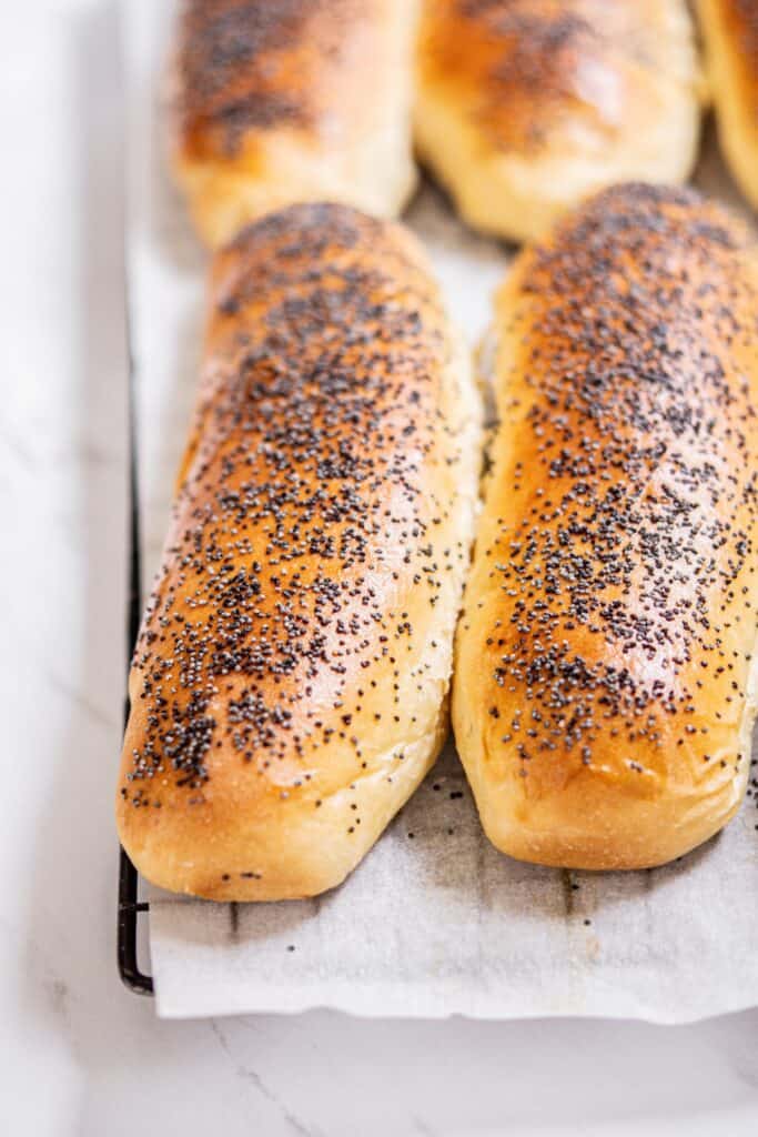 Poppy Seed Hot Dog Buns Recipe - Baking with Butter